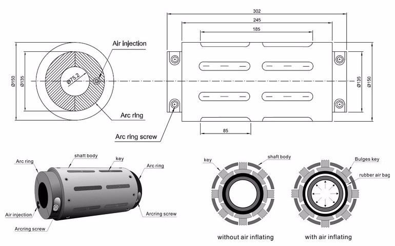 Customized 3inch to 6inch Air adapter air drum for air expanding shaft